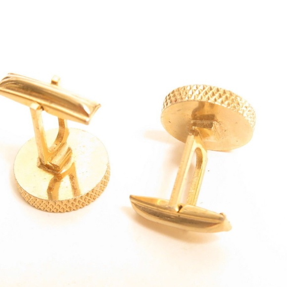 Accessories | Vintage Textured Circle Design Gold Cufflinks | Poshmark